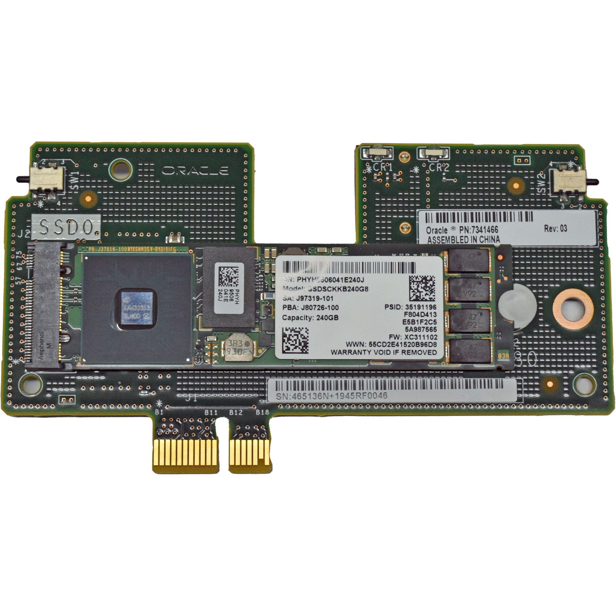 Oracle Intel SSDSCKKB240G8 240GB M.2 SSD with 7341466 Carrier Board ...
