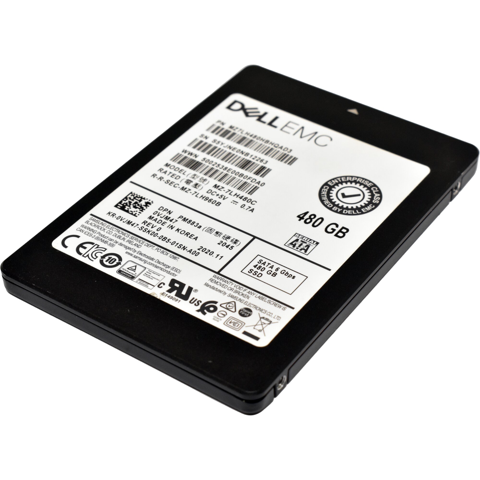 Dell EMC Samsung PM883a 480GB 0VJM47 MZ-7LH480C 2.5" 7mm 6G SATA SSD ...