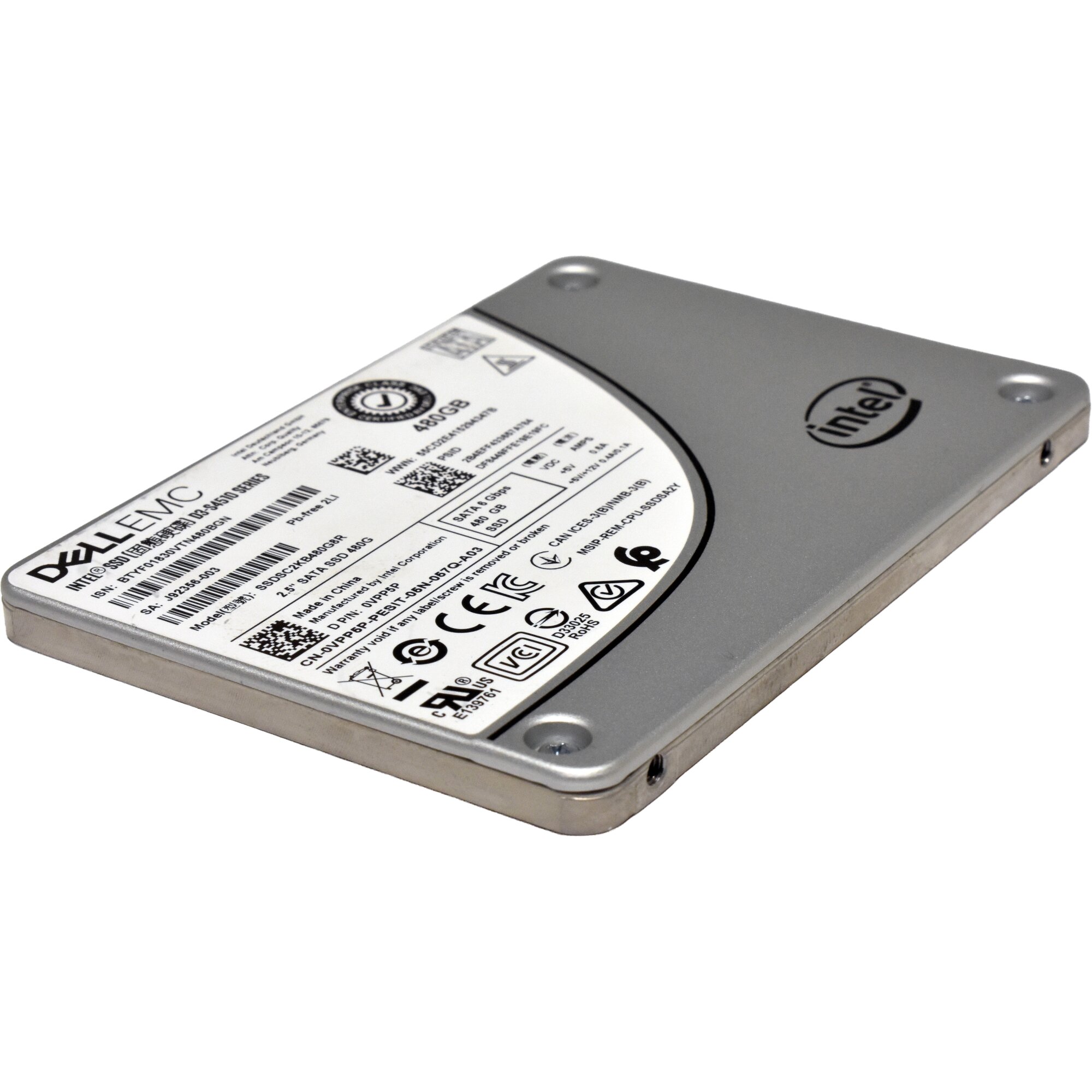 Dell EMC Intel SSD D3-S4510 Series 480GB 2.5" 6G SATA SSDSC2KB480G8R 0VPP5P