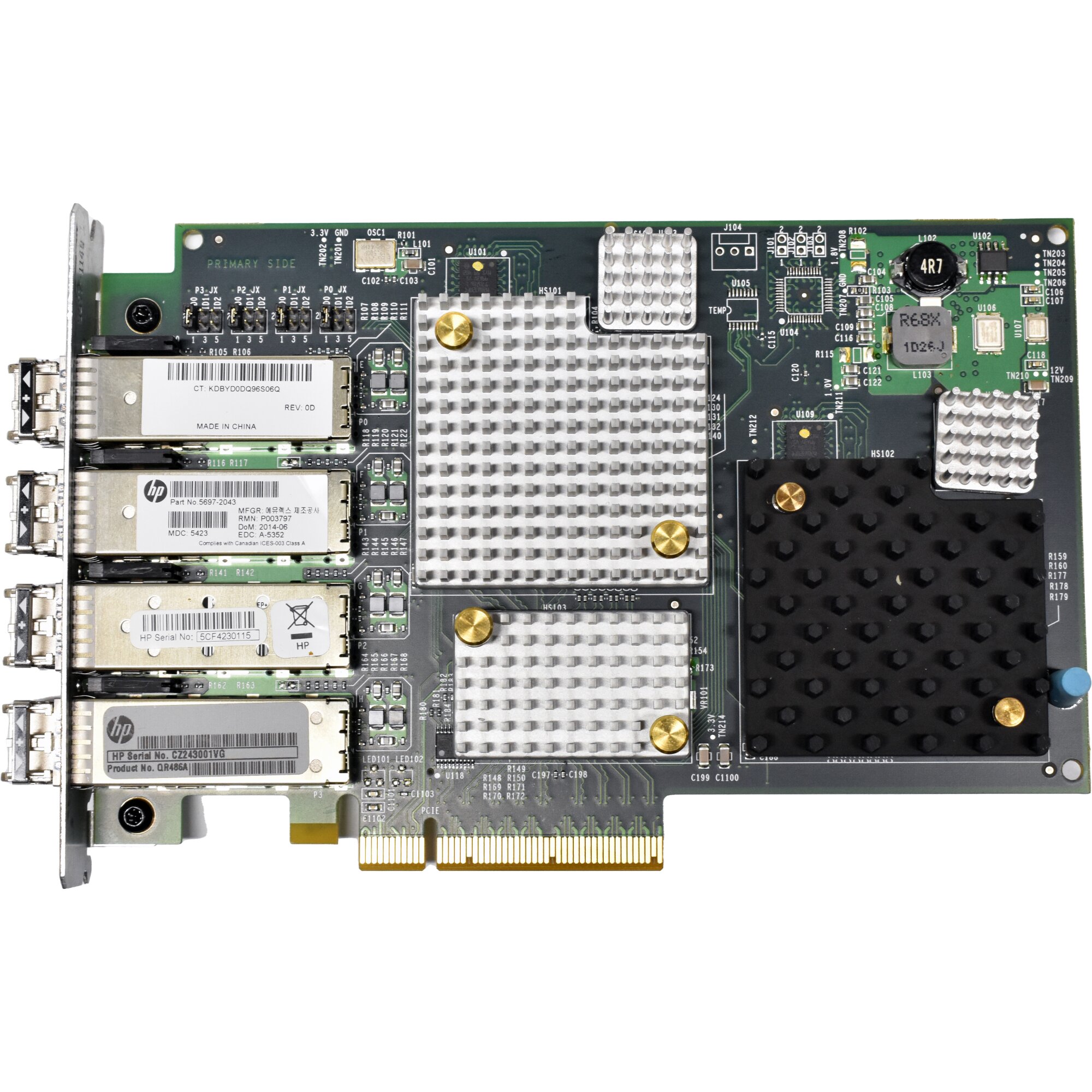 HP Emulex LPE12004 Quad-Port 8Gb PCIe x8 FC Server Adapter PN 5697-2043 ...