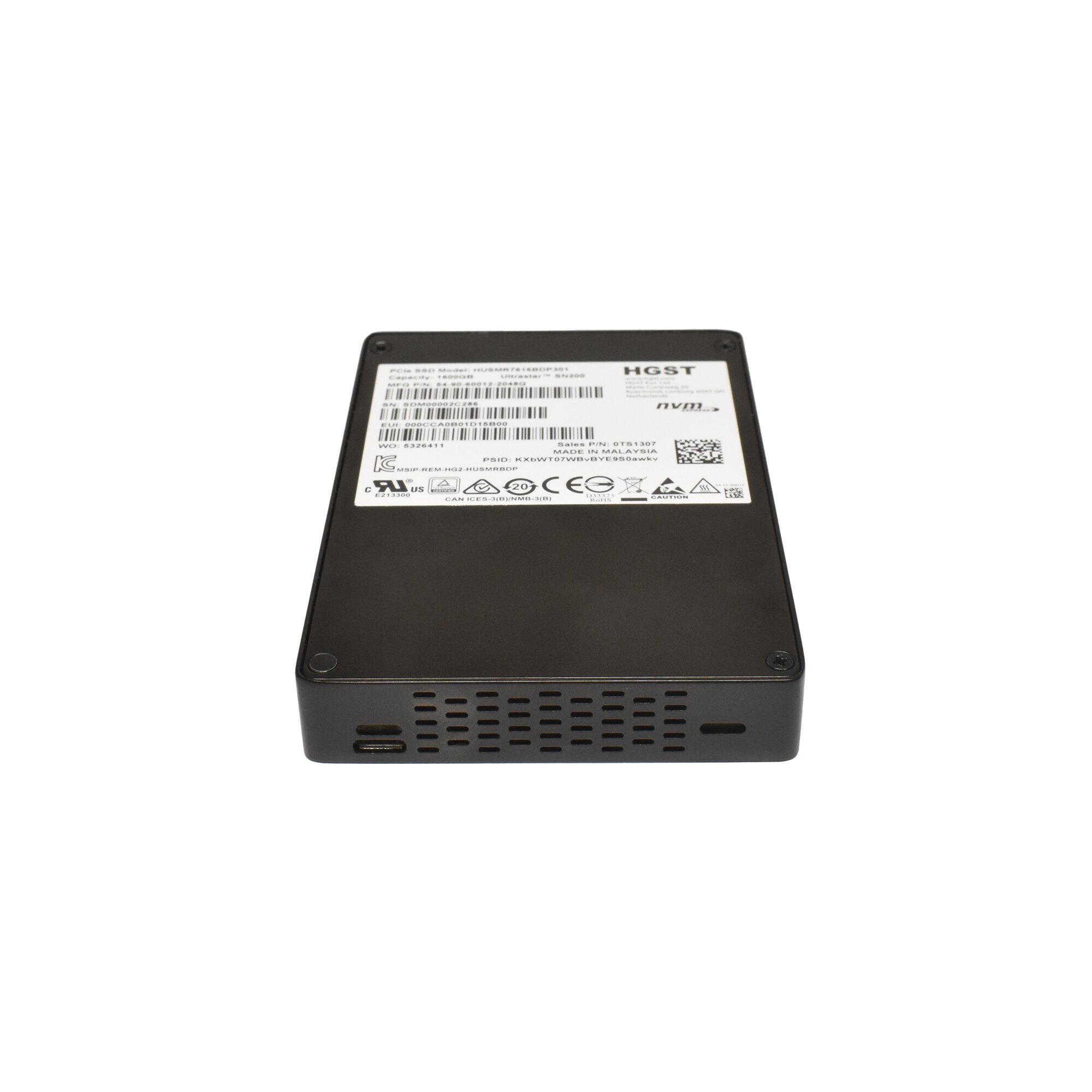 HGST 1.6TB 2.5" SAS SSD NVMe HUSMR7616BDP301 0TS1307