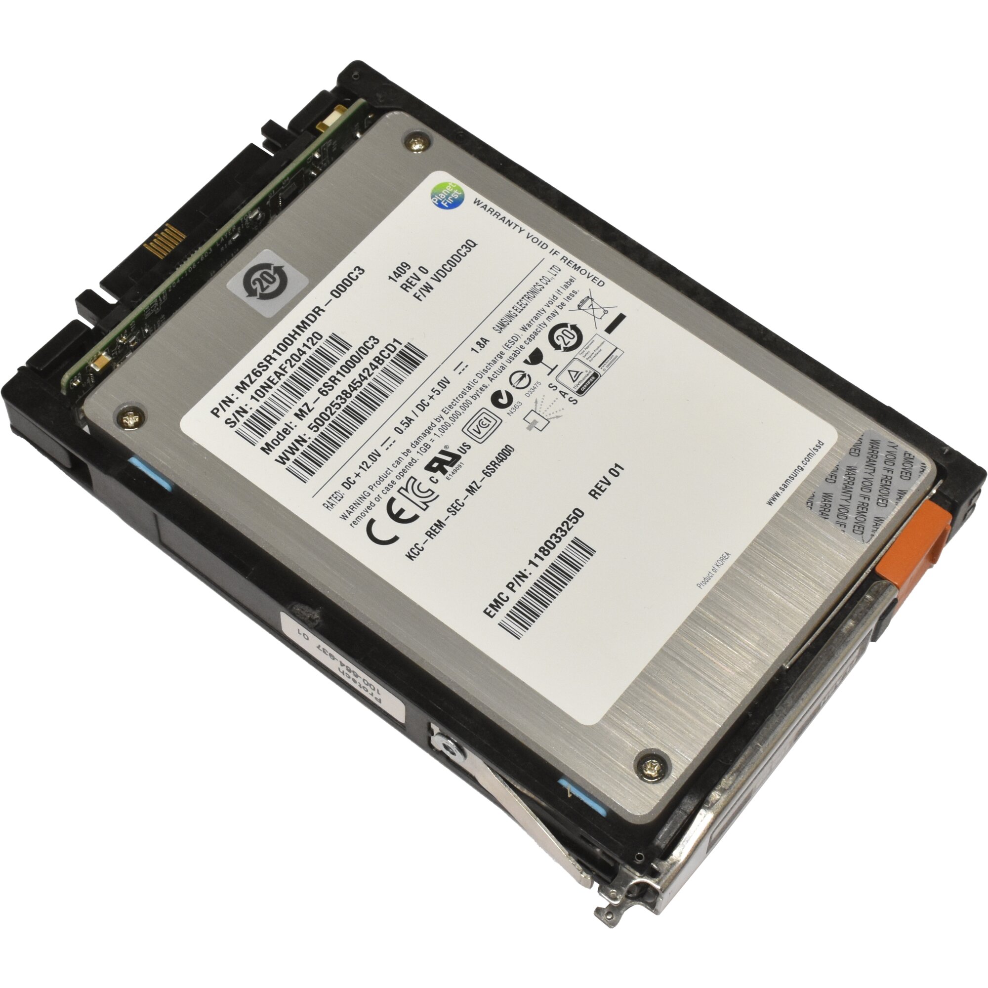 EMC Samsung 100GB 2.5" SAS SSD Flash Drive MZ-6SR1000/0C3 mit EMC ...