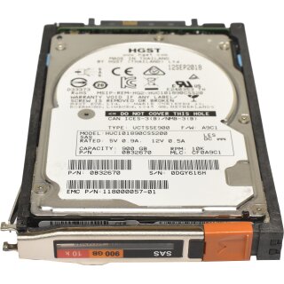 EMC HGST 900GB 2.5" 10K 6G SAS HDD Festplatte HUC101890CSS200 0B32670 ...