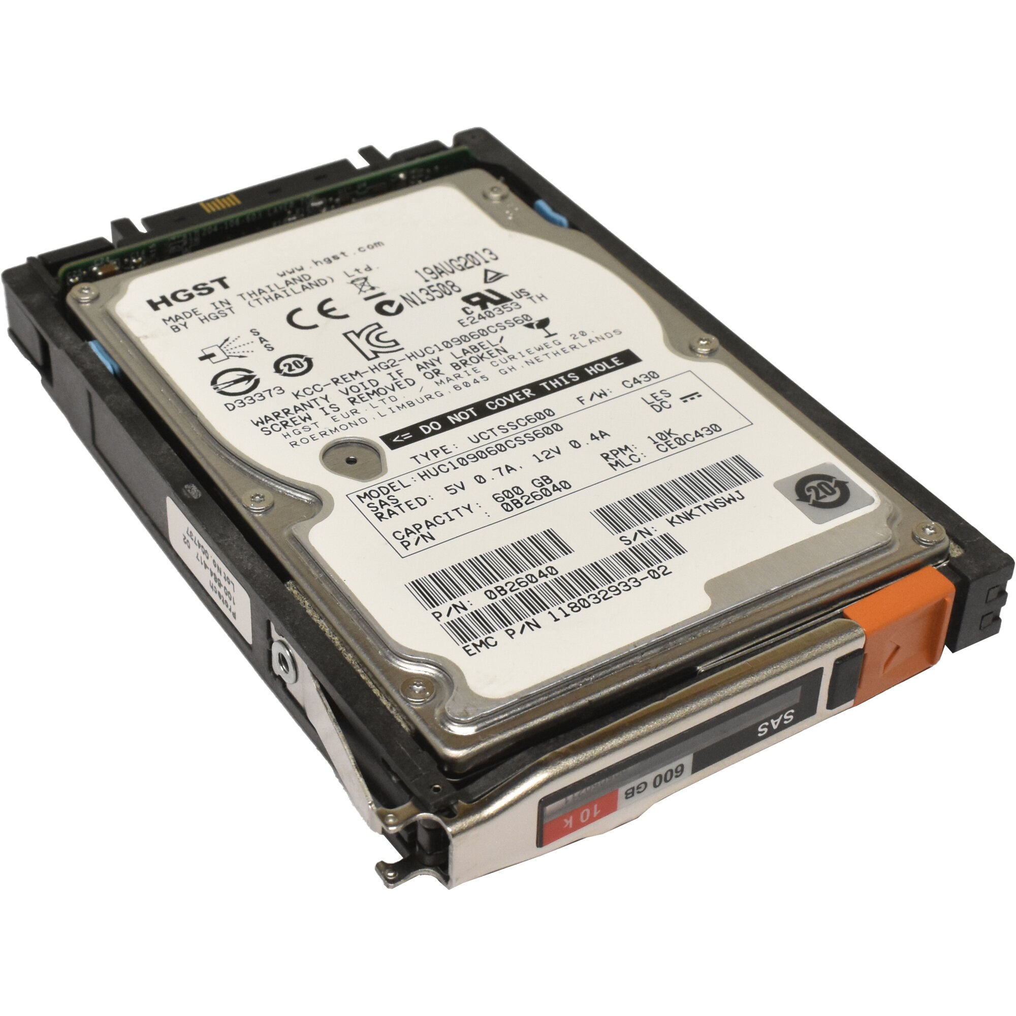 EMC HGST 600GB 2.5" 10K 6G SAS HDD Festplatte HUC109060CSS600 0B26040 ...