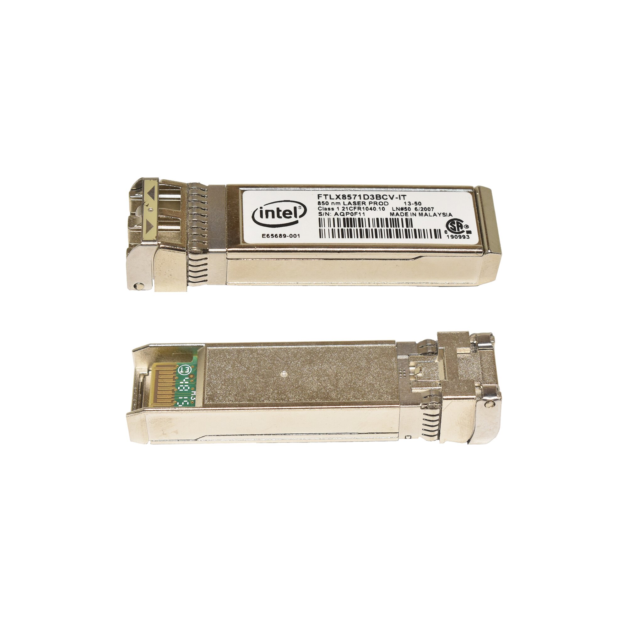 Intel GBIC FTLX8571D3BCV-IT 10Gb SFP+ 850nm 300m Transceiver E65689-001