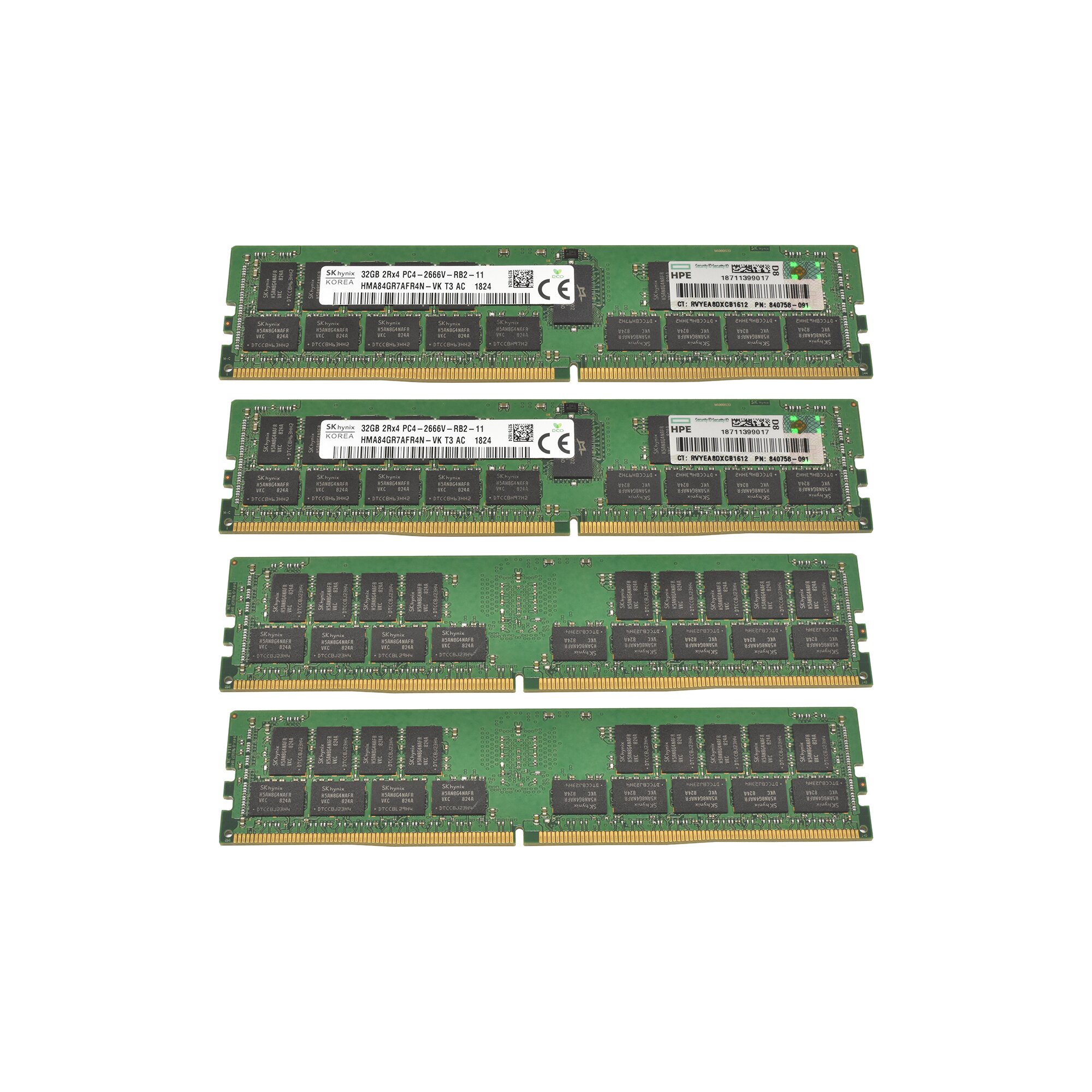 128GB HP SKhynix 4x32GB 2Rx4 PC4-2666V DDR4 RAM HMA84GR7AFR4N-VK 840758 ...