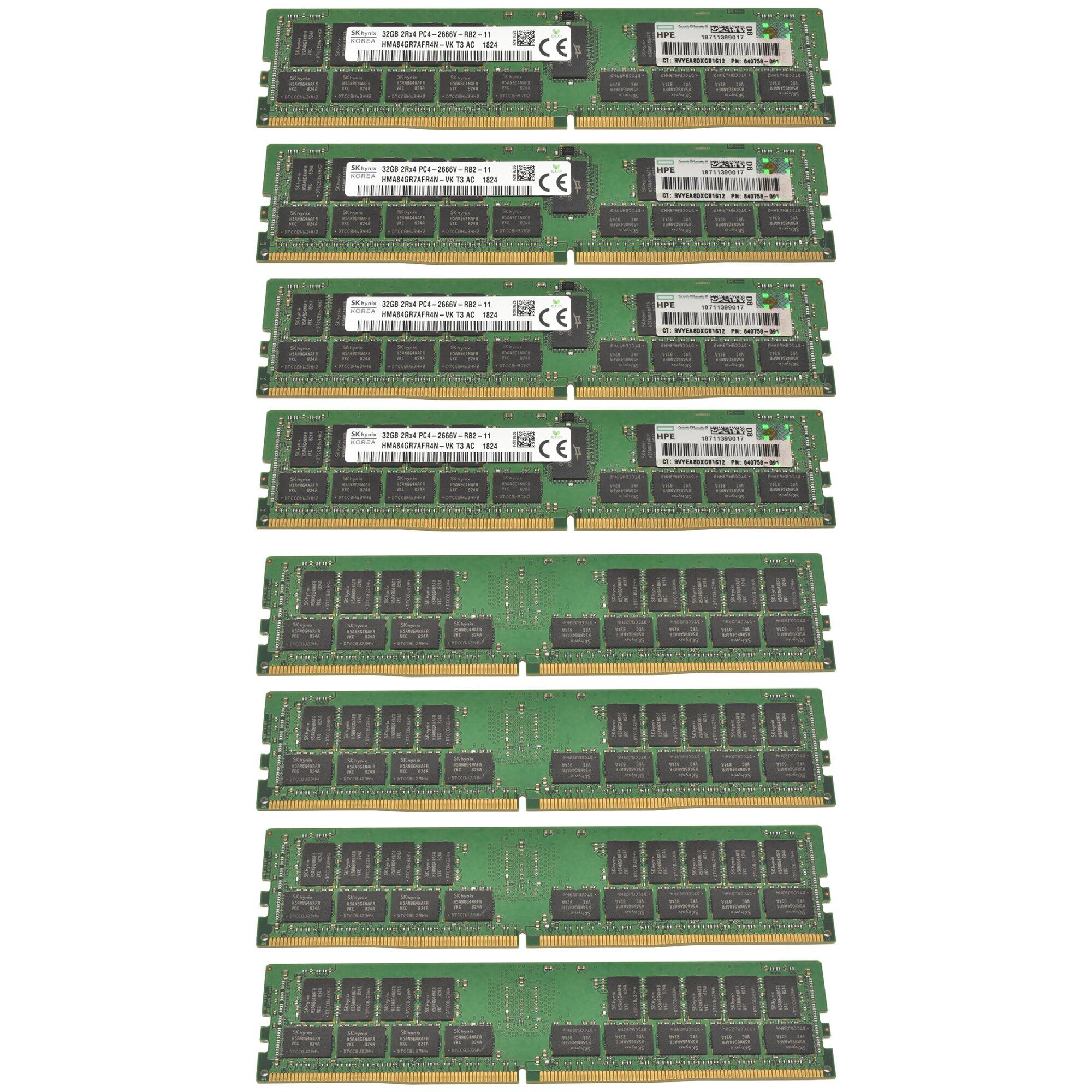 256GB HP SKhynix 8x32GB 2Rx4 PC4-2666V DDR4 RAM HMA84GR7AFR4N-VK 840758 ...