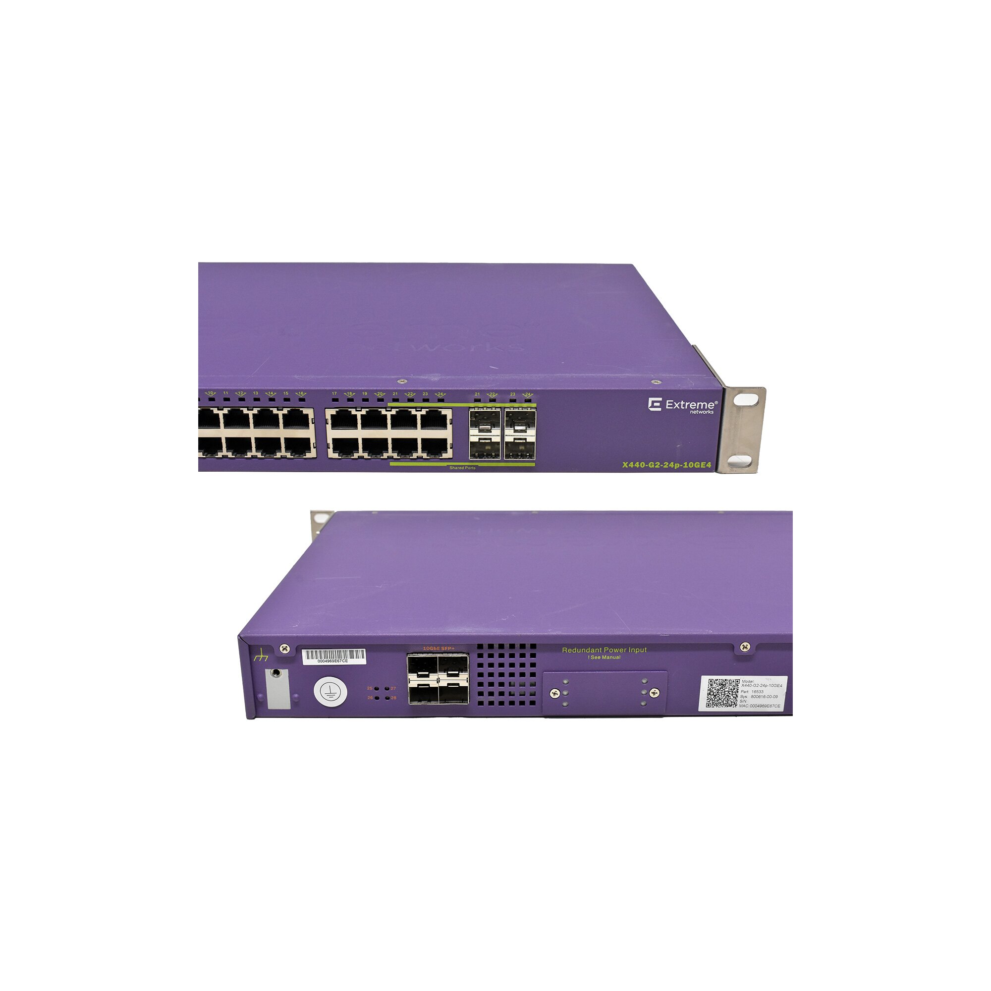 Extreme Summit X440-G2-24p-10GE4 24-Port PoE+ GE Switch 4+4 SFP/SFP+ ...