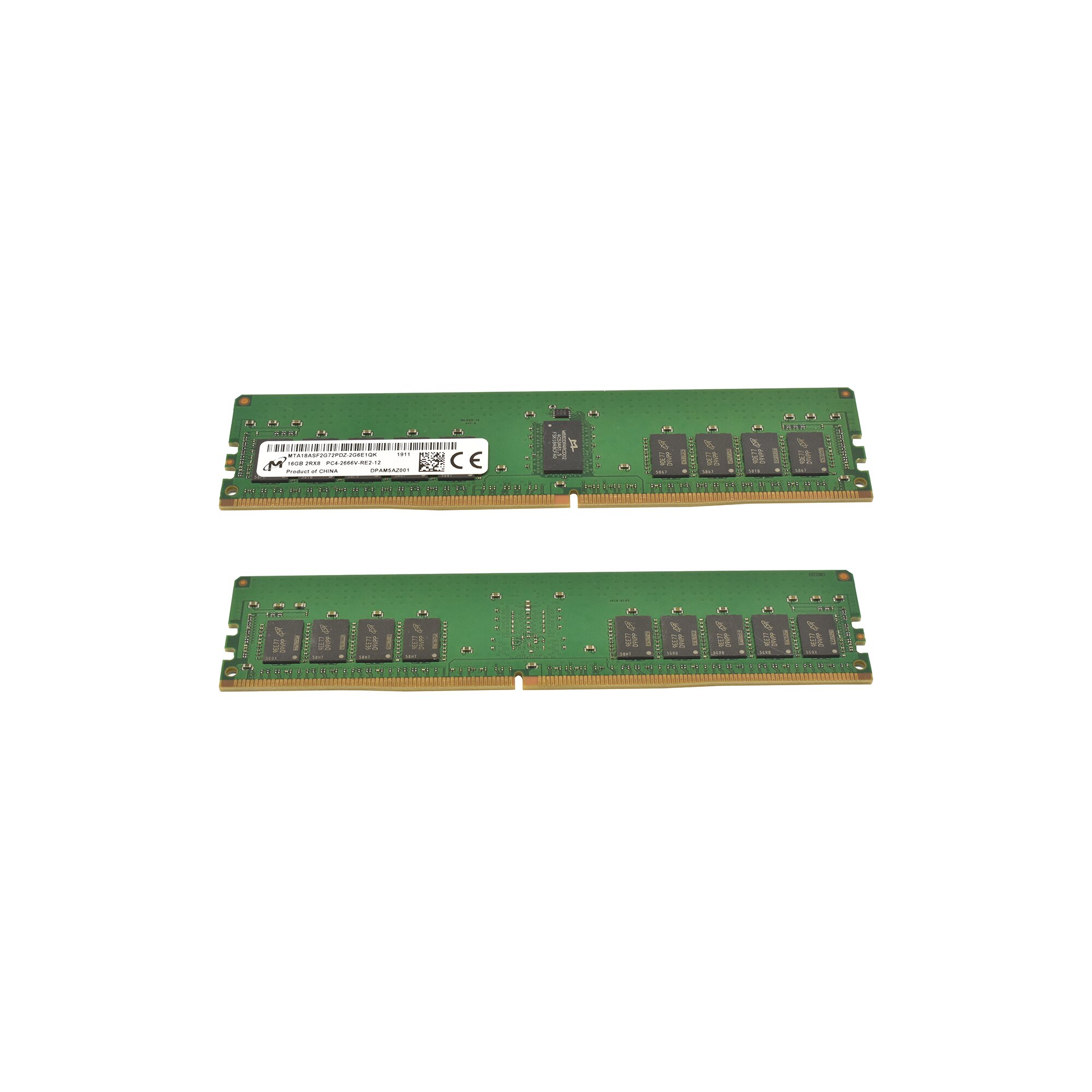32 GB Micron 2x 16GB 2Rx8 PC4-2666V-RE2-12 Server RAM ECC DDR4 ...