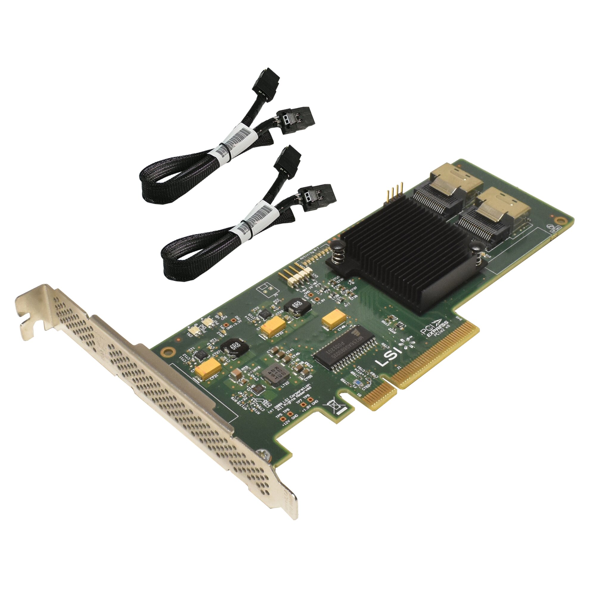 LSI SAS9211-8i 6Gb PCIe x8 SAS/SATA RAID Controller H3-25250-02C FP +2x ...