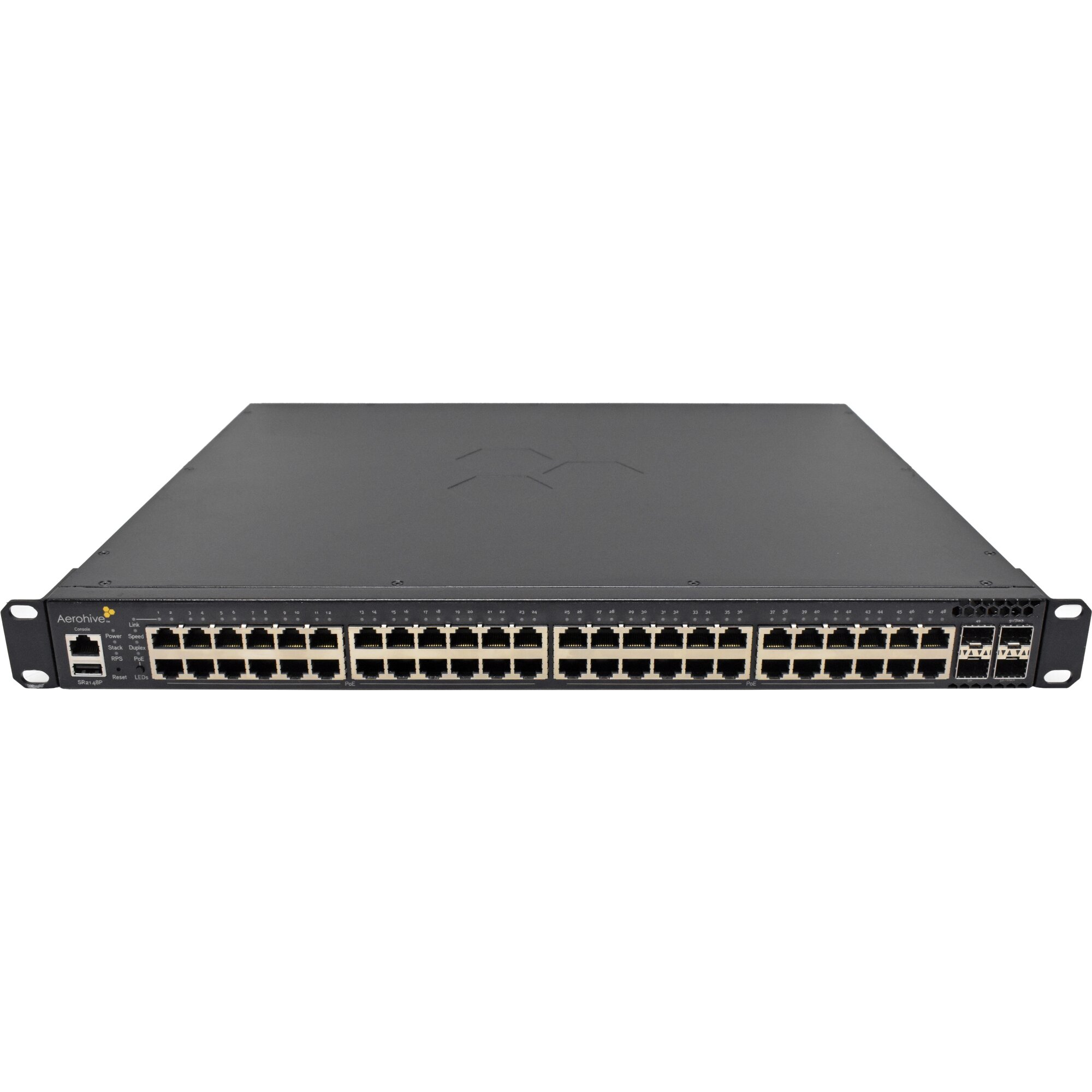 Aerohive AH-SR2148P 48-Port PoE+ RJ-45 GE Switch 4x 10G SFP+ Rack Ears ...