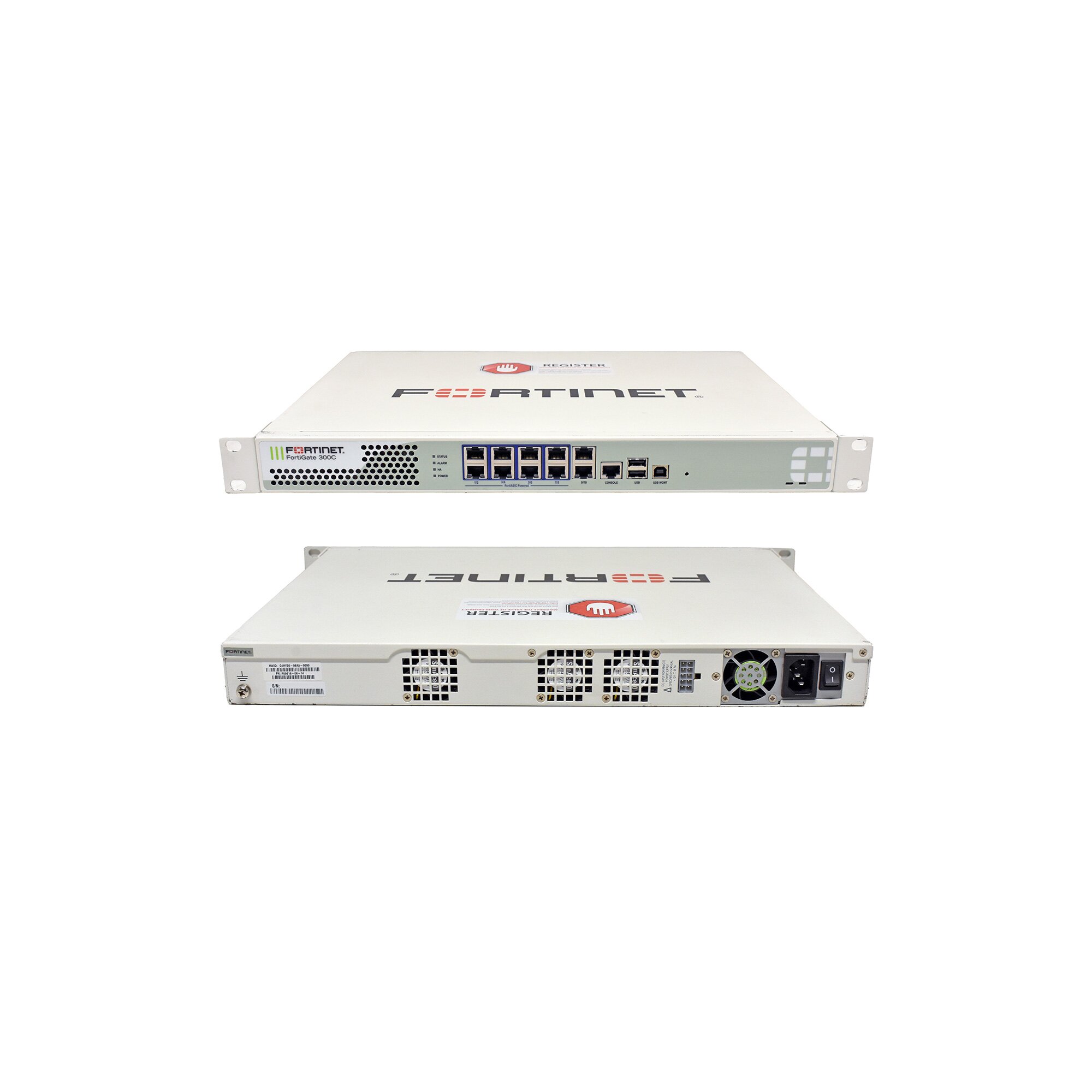 Fortinet FortiGate-300C FG-300C 10-Port RJ-45 GE Firewall +Rack Ears ...