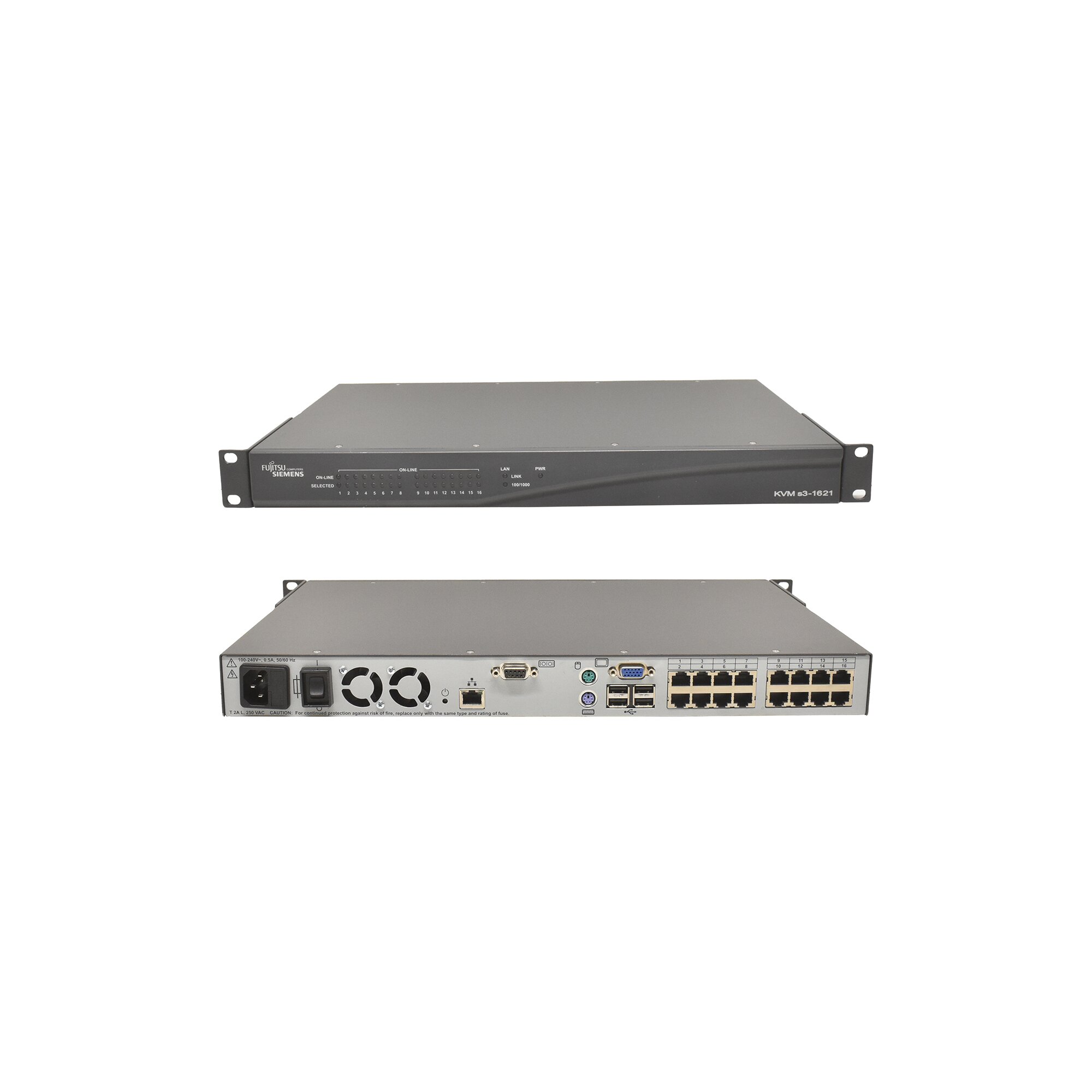 Fujitsu s3-1621 16-Port RJ-45 RS-232 KVM Switch Rack Ears - Piospartslap