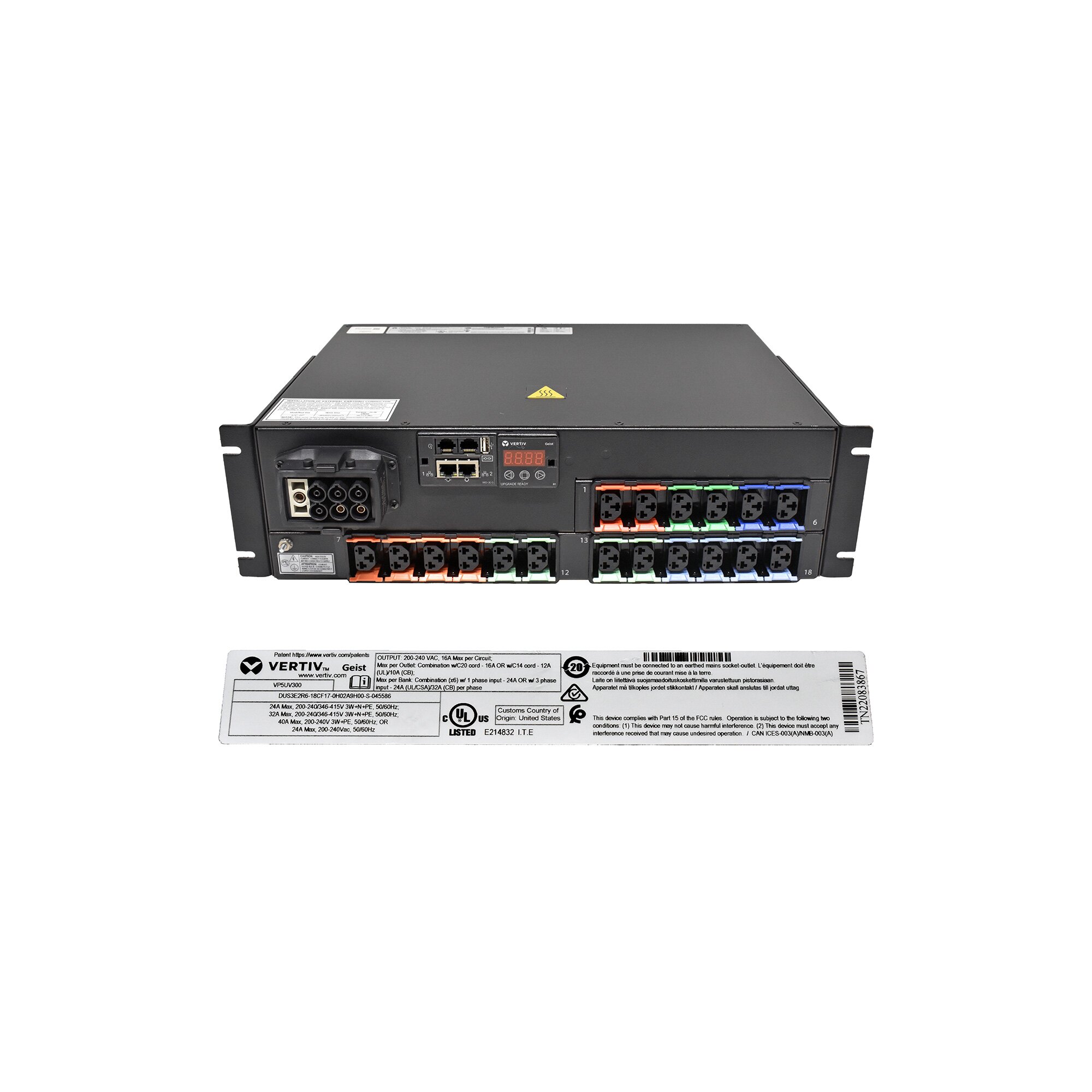 Vertiv Geist VP5UV300 DUS3E2R6-18CF17-x 18 x C13 16A per Circuit PDU