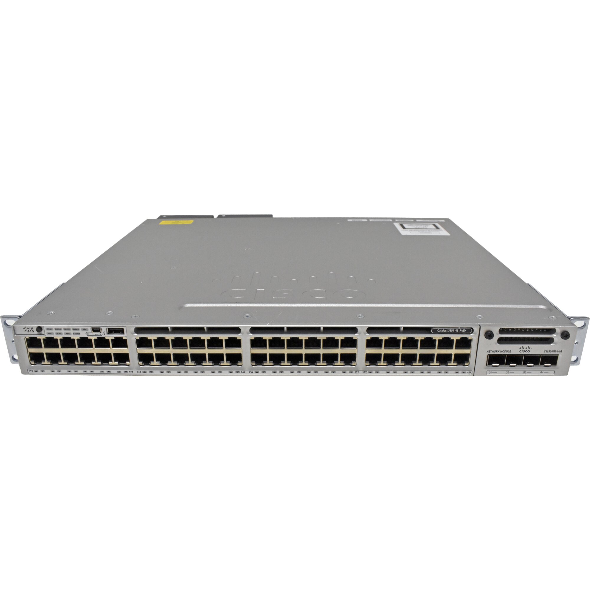 Cisco Catalyst WS-C3850-48F-E 48-Port RJ-45 PoE+ Stackable GE Switch +Module C3850-NM-4-1G 2x ...