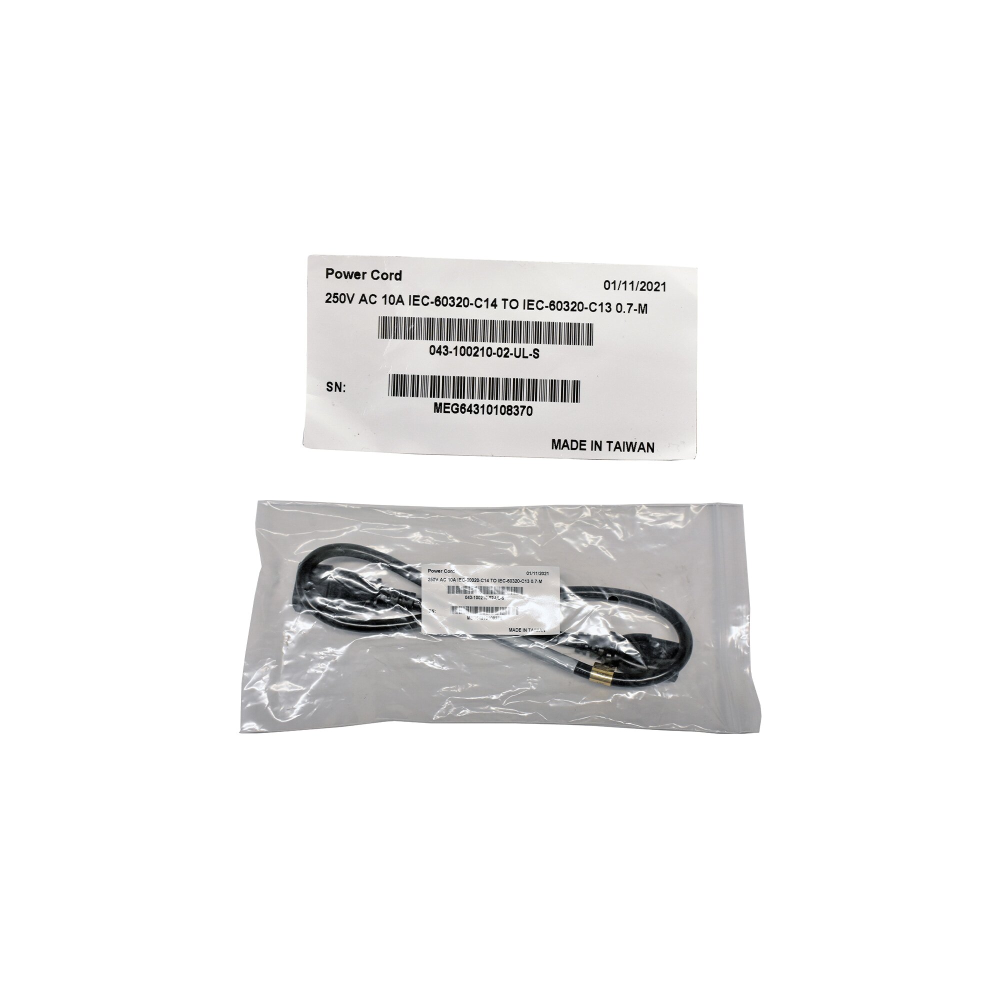 Hitachi 250V AC 10A IEC-60320-C14 TO IEC-60320-C13 0.7m 043-100210-02 ...