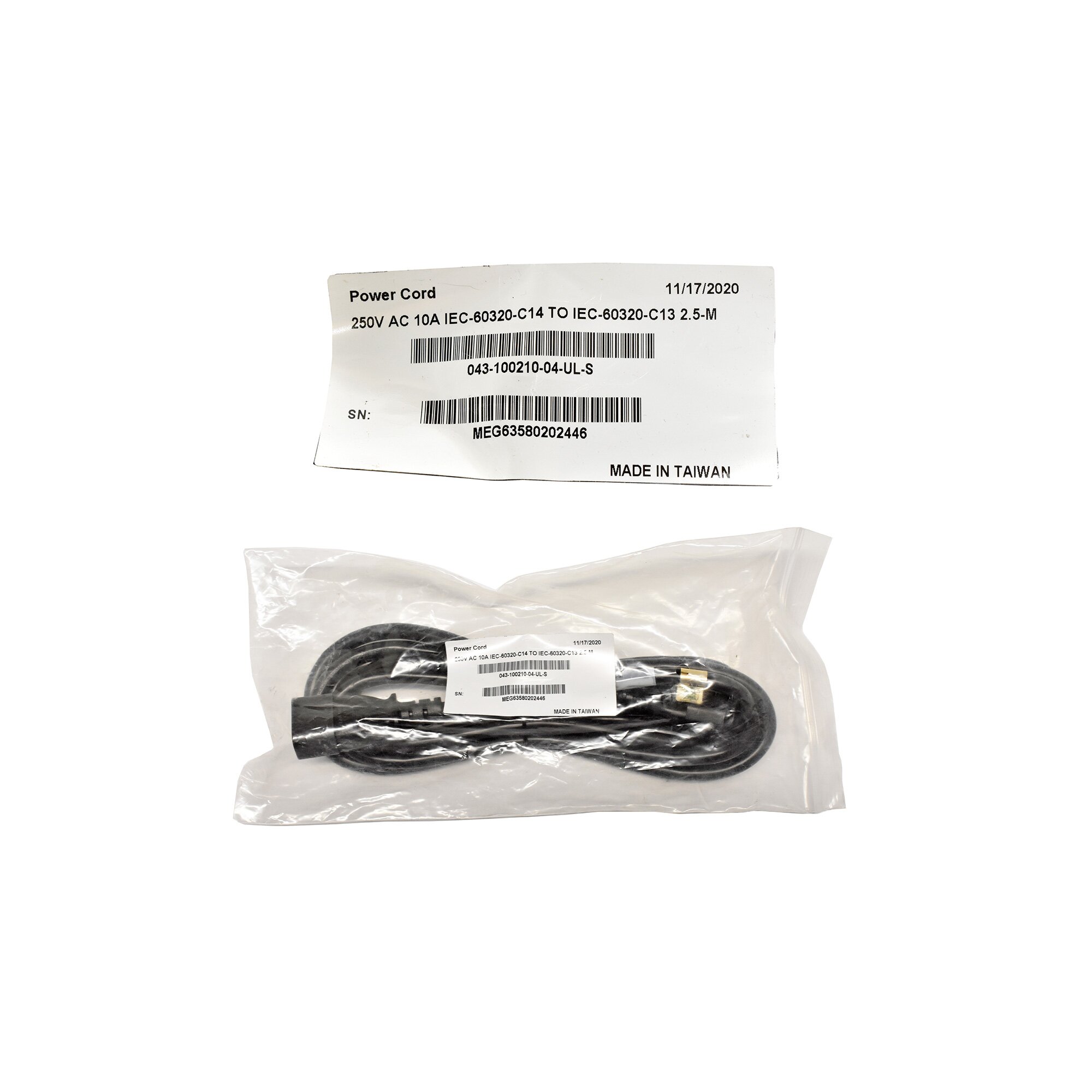 Hitachi 250V AC 10A IEC-60320-C14 TO IEC-60320-C13 2.5m 043-100210-04 ...