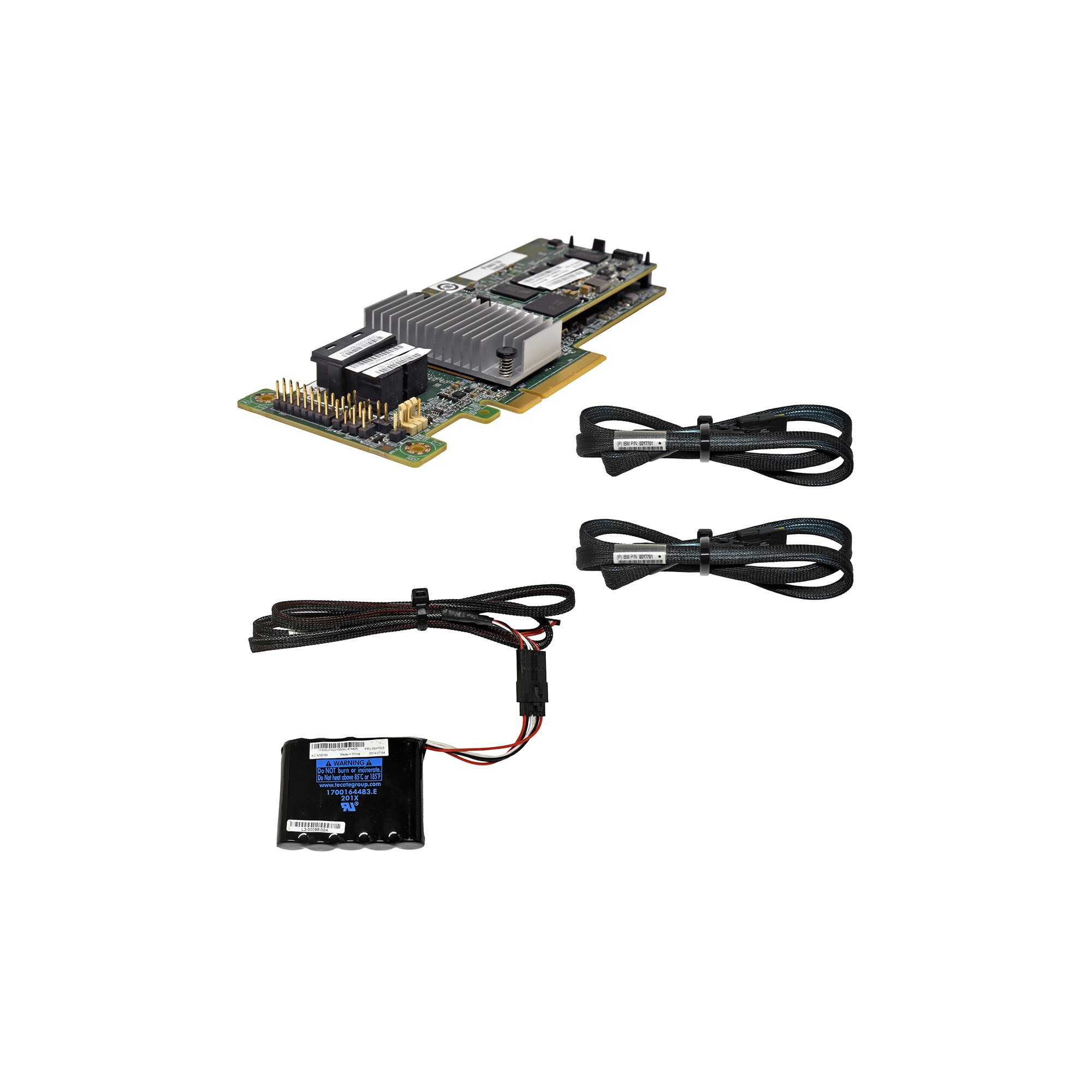IBM ServeRAID M5210 12G RAID Controller 46C9111 +SAS Cables +Cache +BBU ...