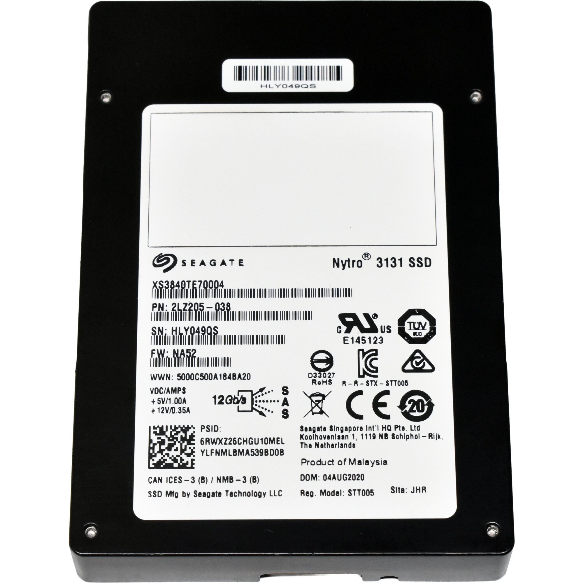 Seagate Nytro 3131 3.8TB 2.5" 12G SAS SED SSD XS3840TE70004 2LZ205-038 ...