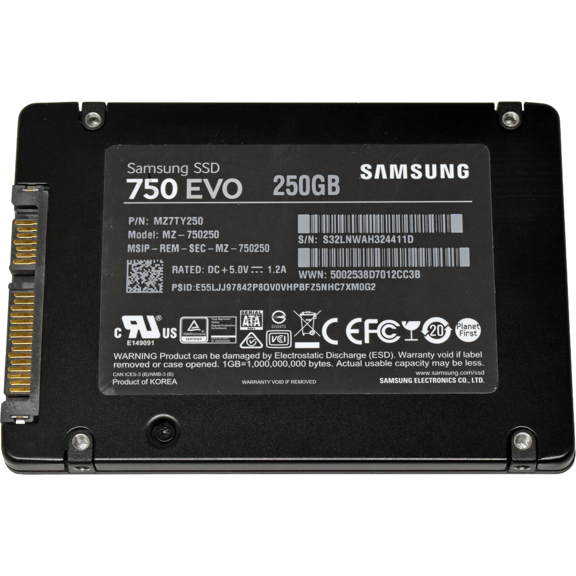Samsung 750 EVO 250GB 2.5" 6G SATA SED SSD MZ-750250 MZ7TY250