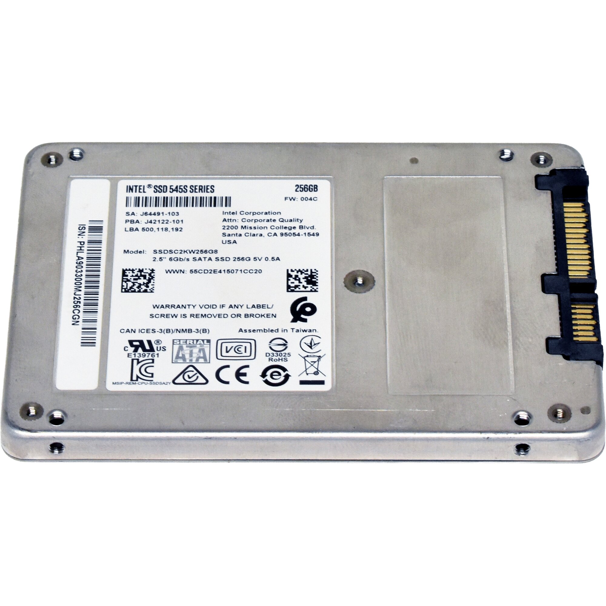 Intel SSD 545S Series 256GB 2.5" 6G SATA SSD SSDSC2KW256G8 - Piospartslap