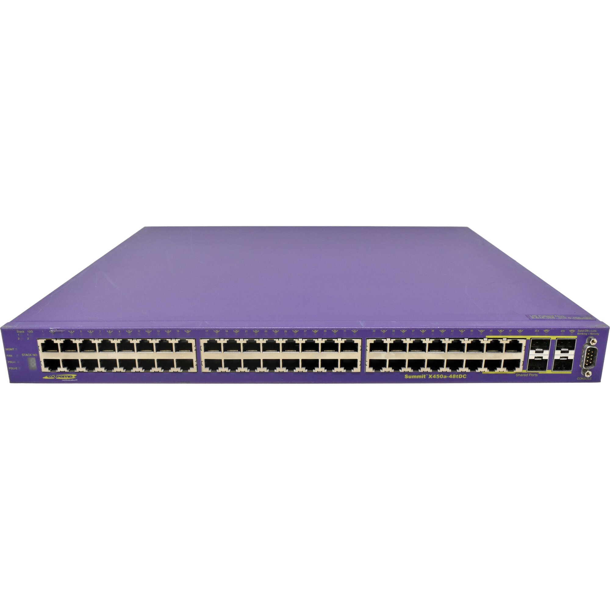 Extreme Summit X450a-48tDC 16165 48-Port RJ-45 GE Switch 4x 1G SFP no PSU
