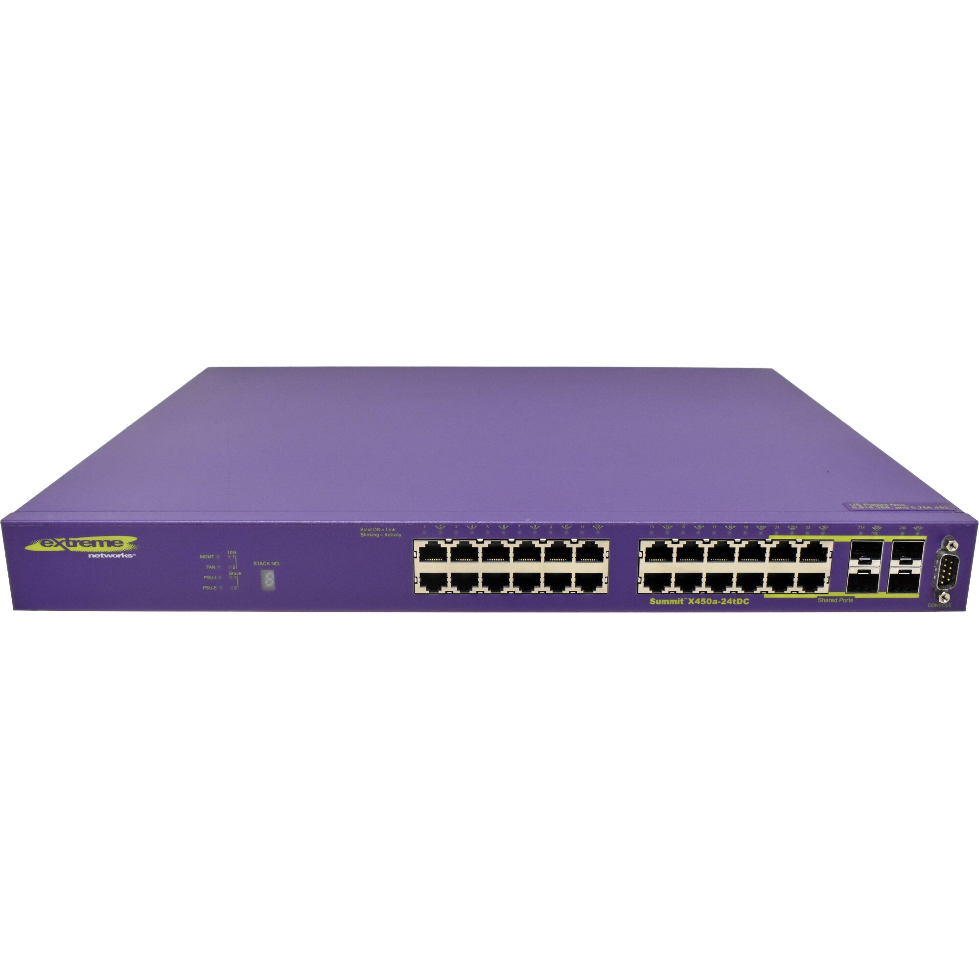 Extreme Summit X450a-24tDC 16153 48-Port RJ-45 GE Switch 4x 1G SFP no PSU