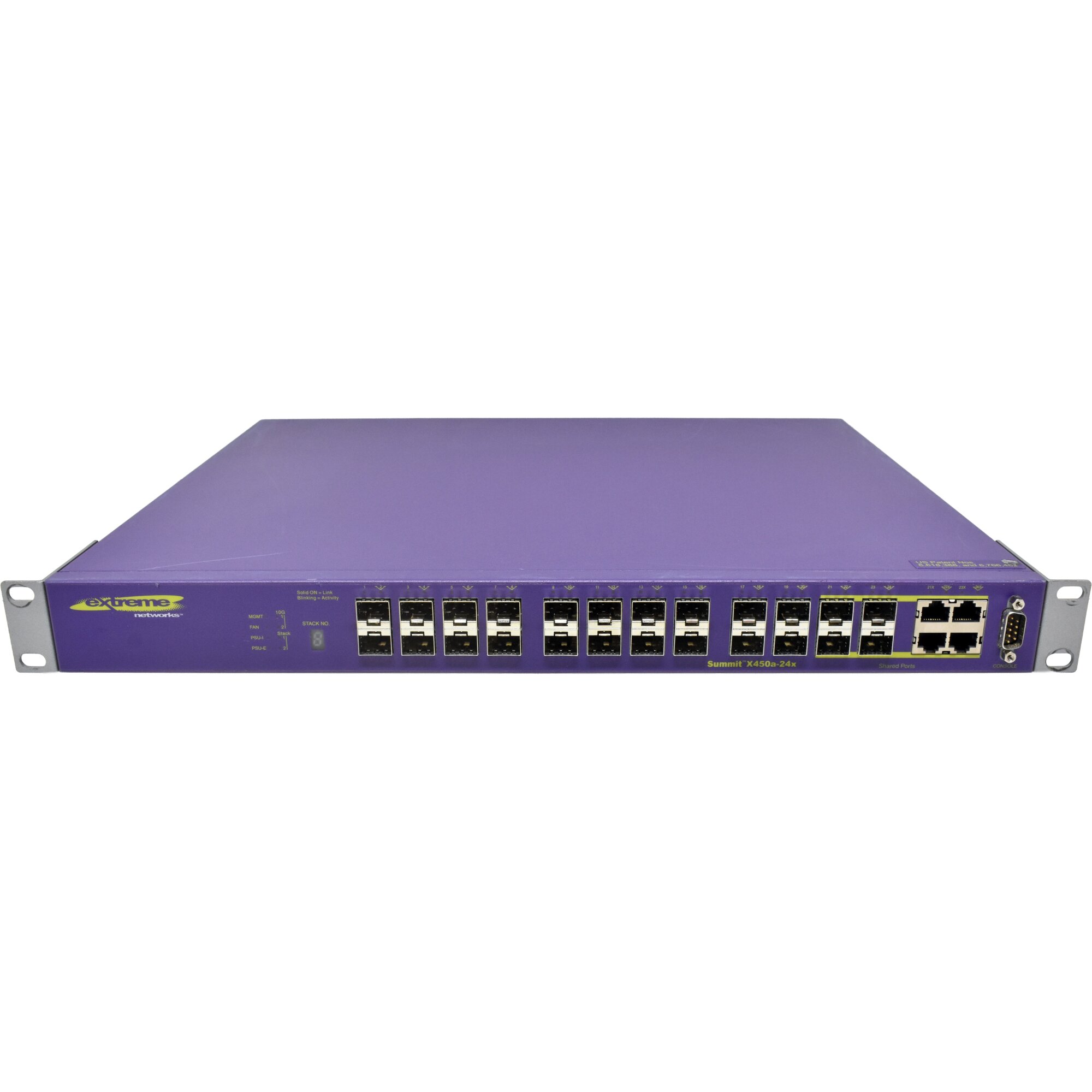 Extreme Summit X450a-24x 16155 24-Port SFP GE Switch 4x RJ-45 +Rack ...