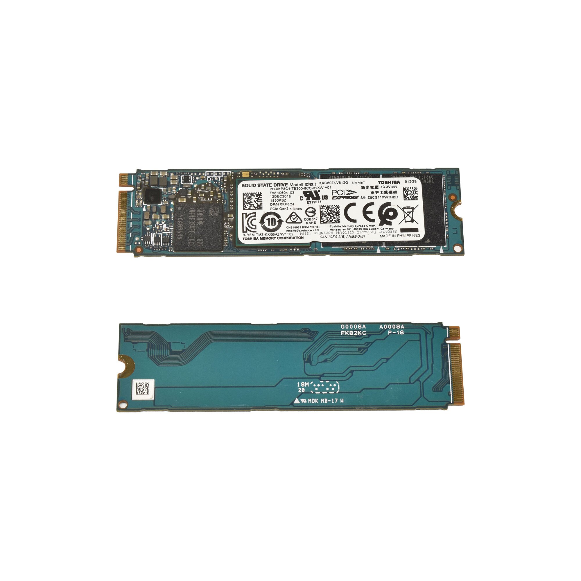 Dell Toshiba KXG60ZNV512G SSD 512GB M.2 2280 NVMe PCIe 0KP8C4 ...