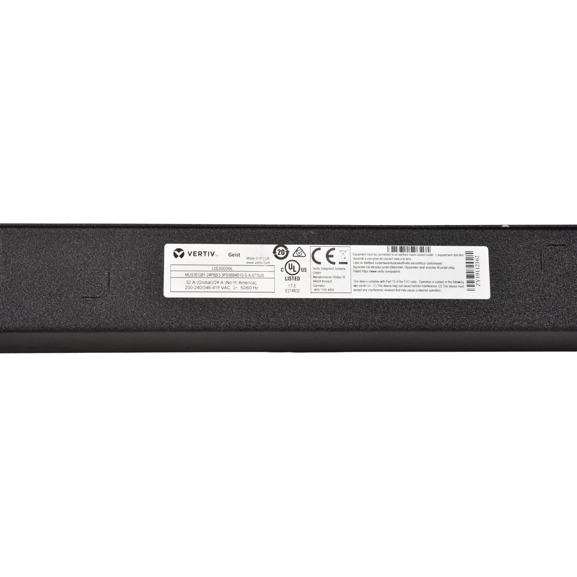 Vertiv Geist US30009L MUS3EGB1-24PBB3-3PS56B4B10-S-A-071526 12xC13 ...