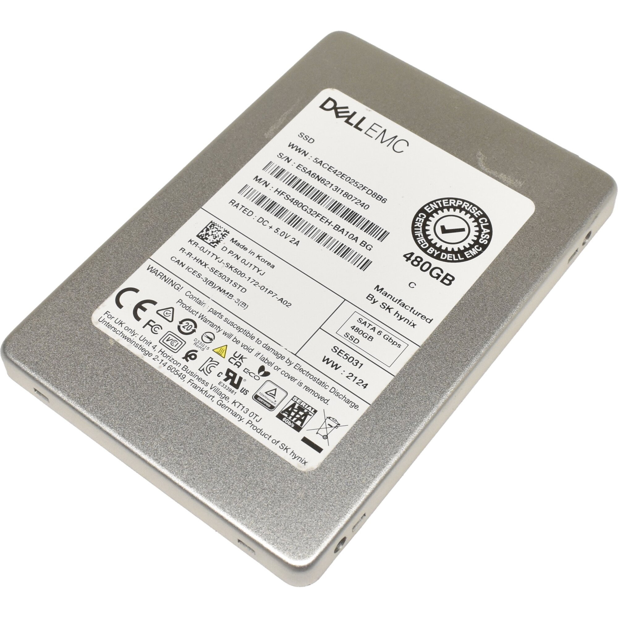 Dell EMC 480GB 2.5" 6G SATA SSD HFS480G32FEH-BA10A 0J1TYJ - Piospartslap