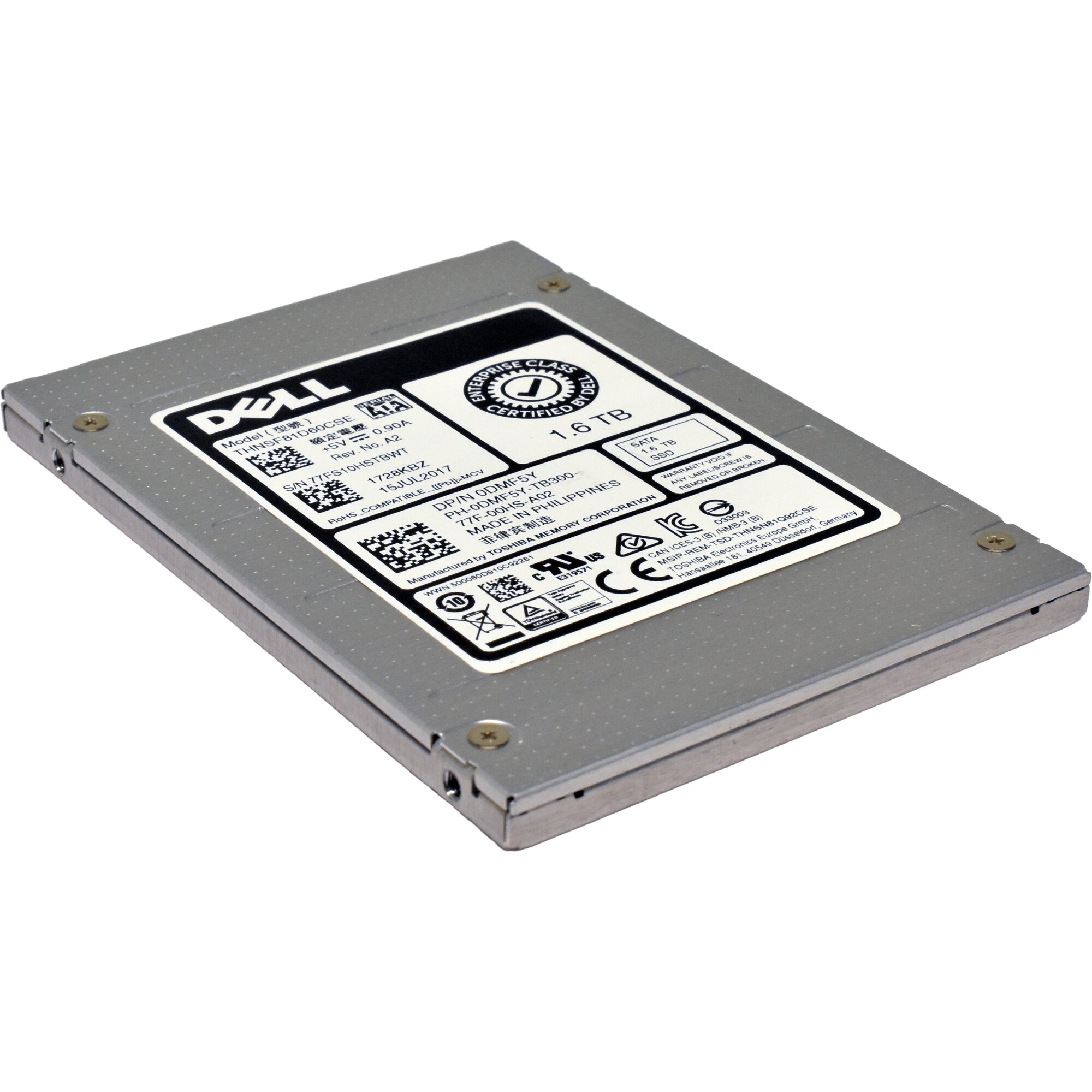 DELL Toshiba 1.6TB 2.5" 6G SATA SSD THNSF81D60CSE 0DMF5Y - Piospartslap
