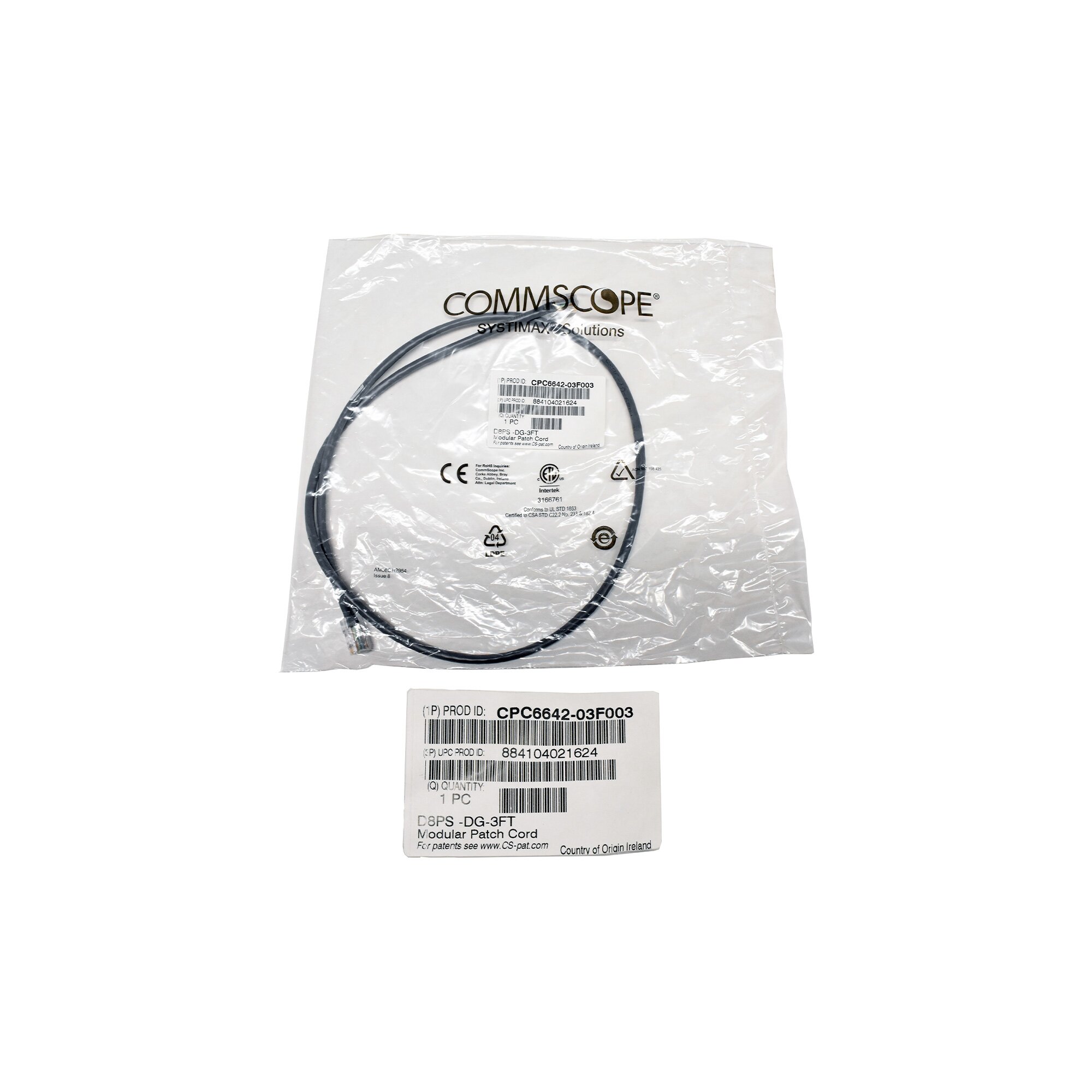 CommScope D8PS-DG-3FT CPC6642-03F003 RJ-45 Cat.5e Power SUM Modular ...