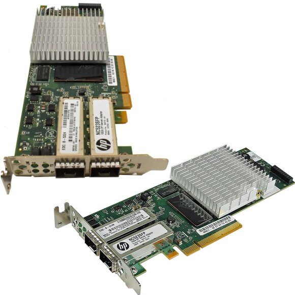 HP NC523SFP FC Dual-Port 10GbE SFP+ PCIe x8 Server Adapter SP# 593742 ...