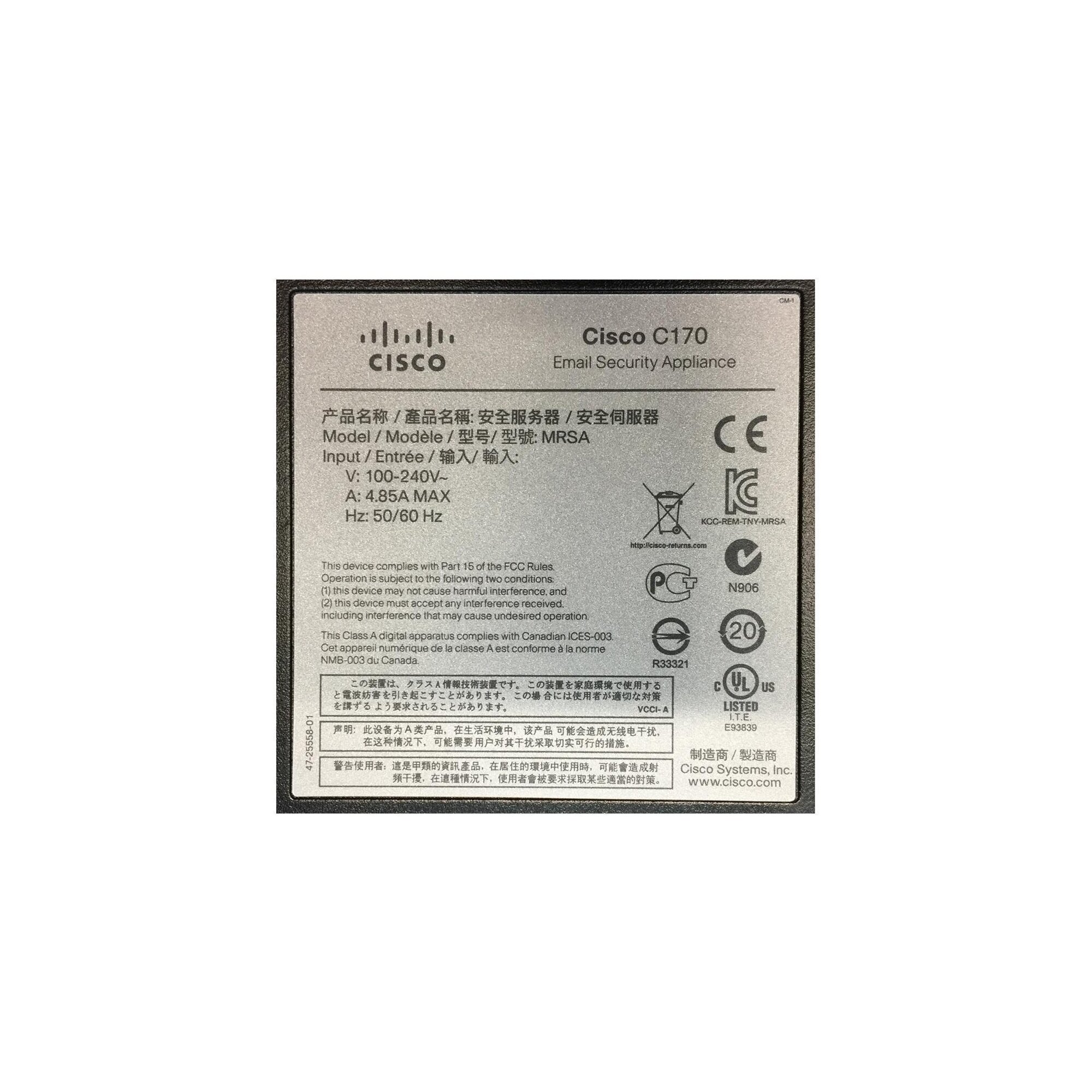 Cisco C170 Email Security Appliance Model: MRSA 2x 250GB SATA 2,5 Zoll ...