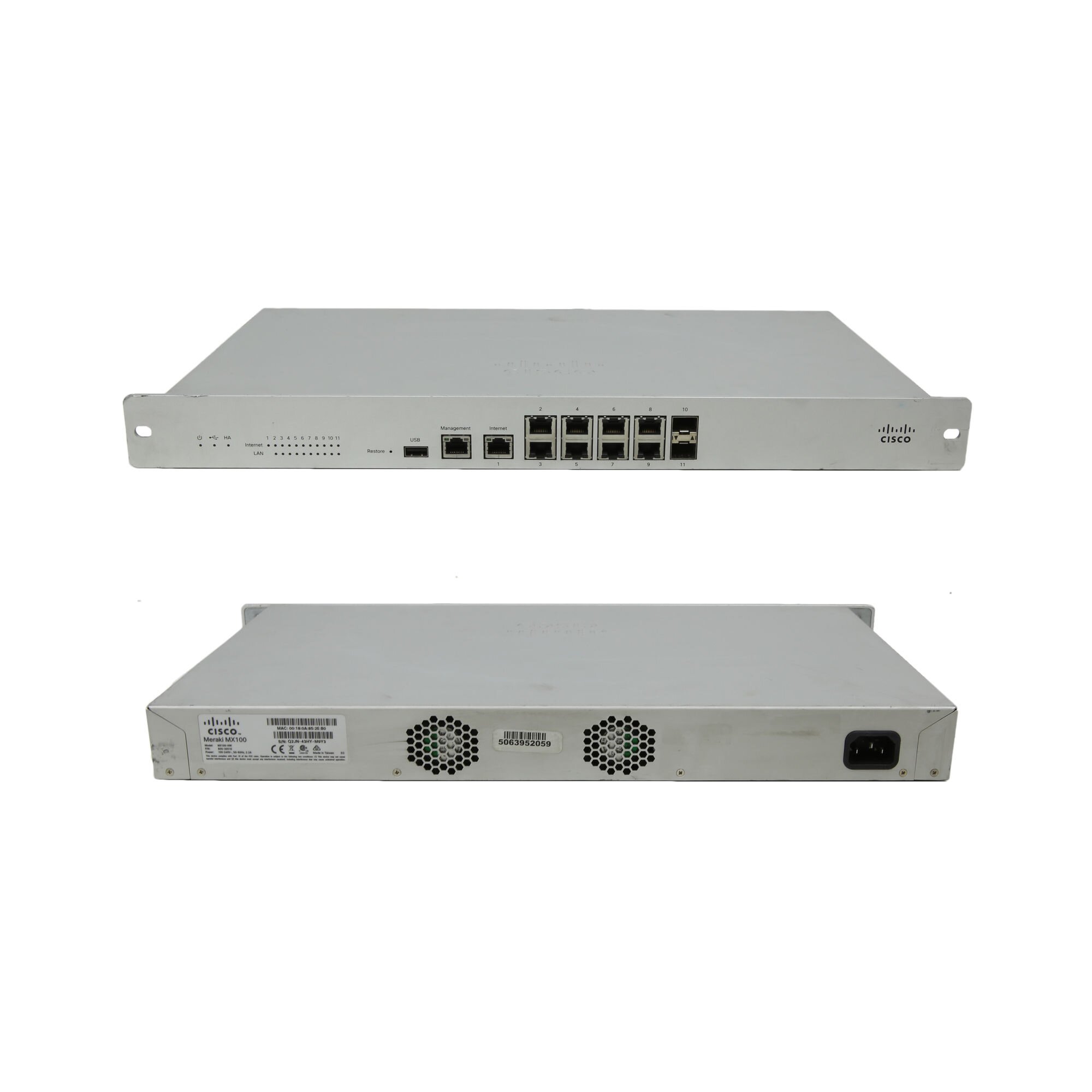 Cisco Firewall 600-30010 R Firewall Meraki MX100-HW Cloud 8Ports ...
