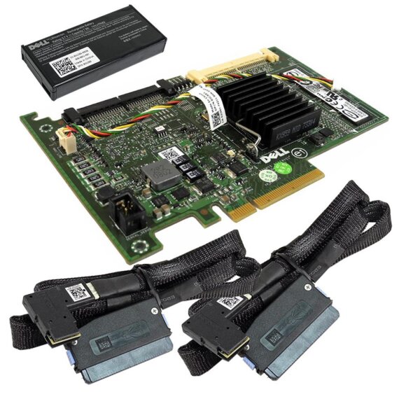 DELL PERC 6/I 3Gb/s PCIe x8 SAS RAID Controller 0T954J + 2x SAS Kabel ...