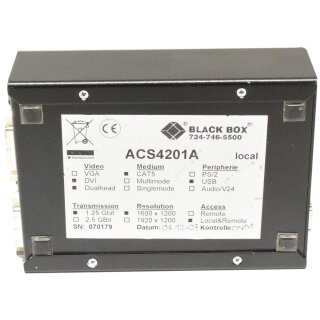 Black Box ACS4201A LOCAL Unit B-WARE without 5V Power Supply - Piospartslap