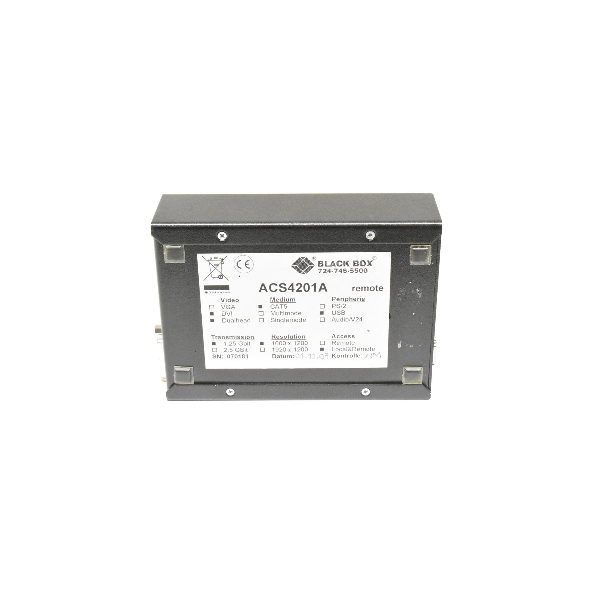 Black Box ACS4201A REMOTE Unit B-WARE without 5V Power Supply ...
