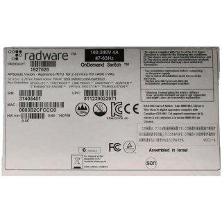 Radware Management Interface 1927020 APSolute Vision Appliance for ...