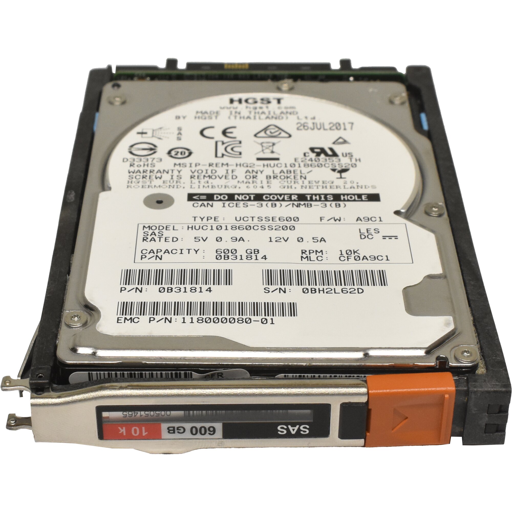 HGST 600GB 2.5“ 10K 6G SAS HDD Festplatte HUC101860CSS200 mit EMC ...